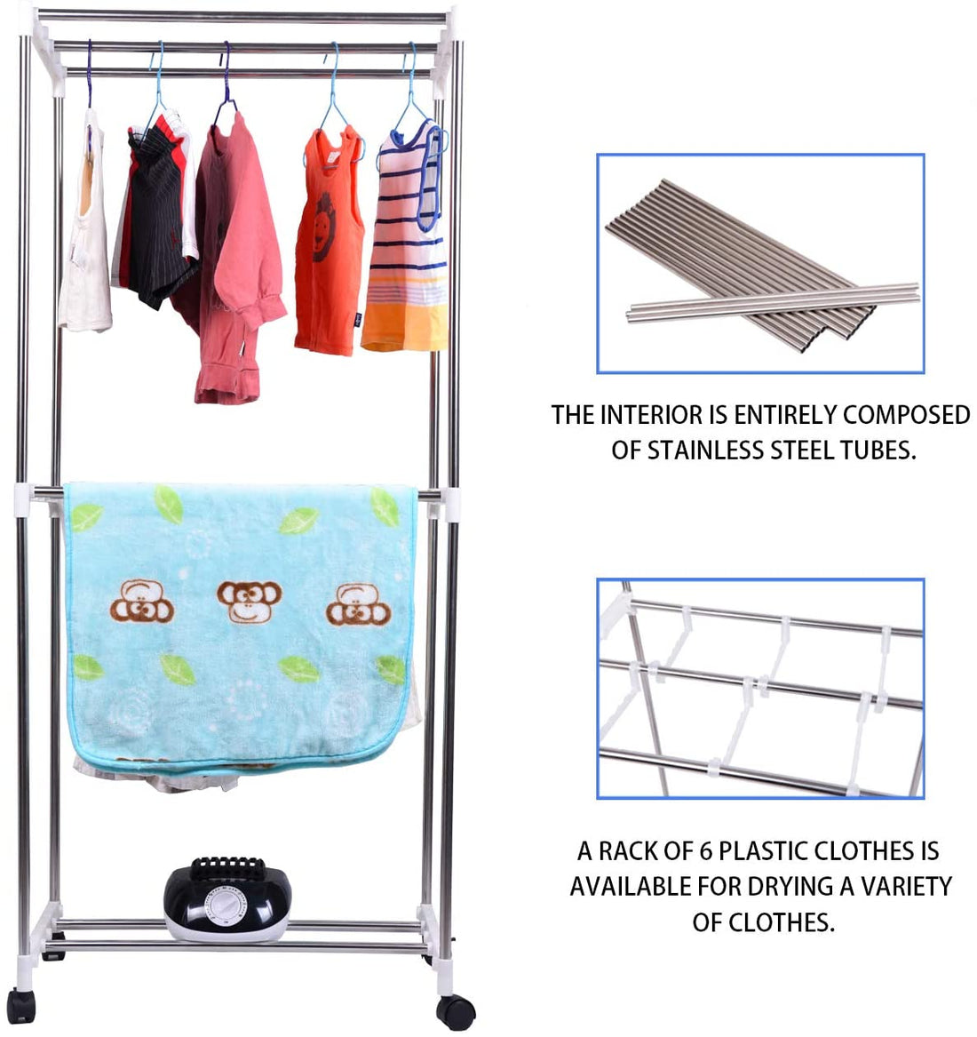 Concise Home Free Shipping Square Clothes Dryer 1000W 15kg 2 layers
