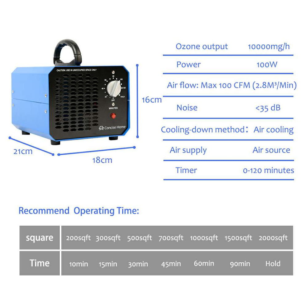 10G Blue Ozone Generator For Hotel Home Farm Car Air Purification and ...